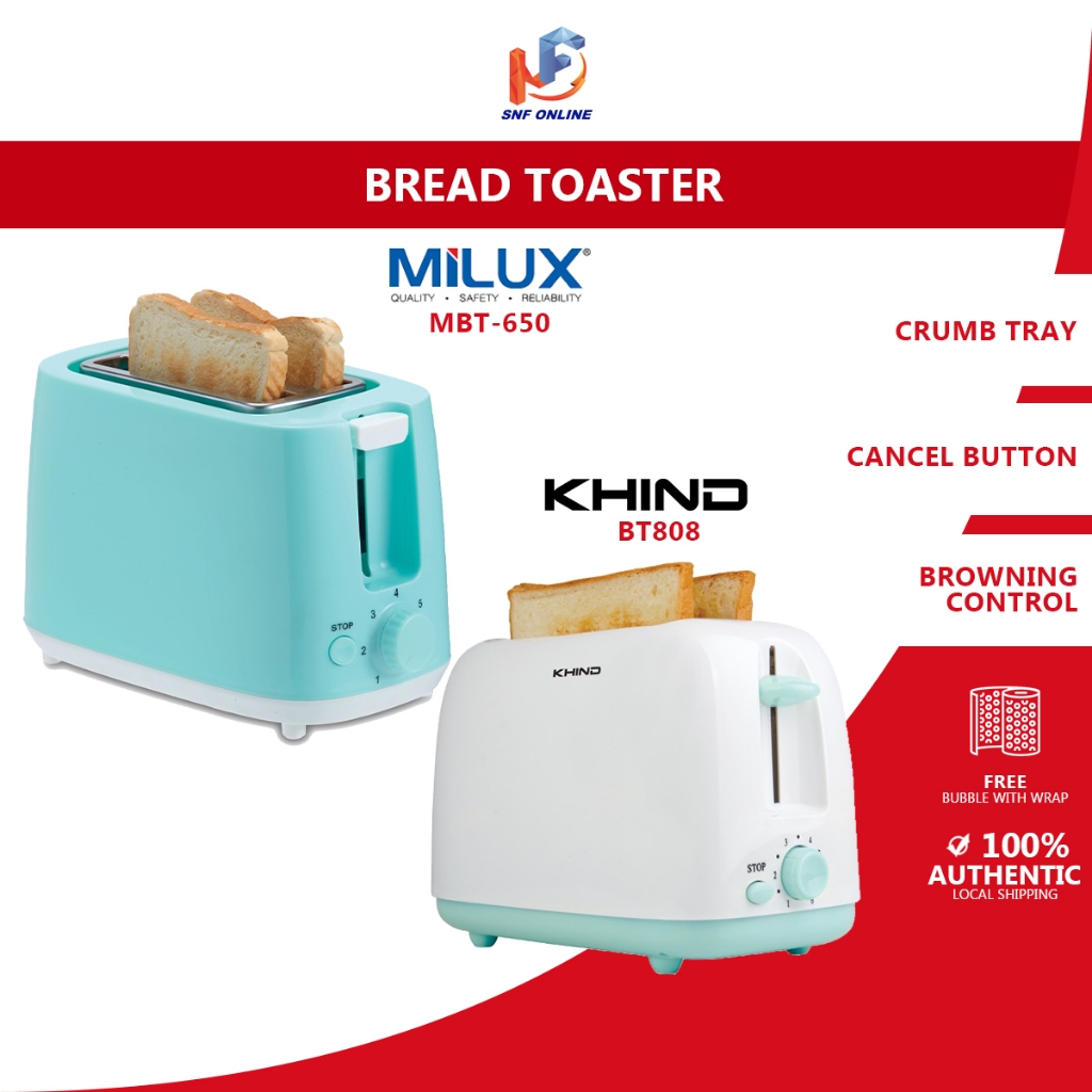 Khind / Milux Bread Toaster - Midori Series Pembakar Roti BT808 MBT-650 ...
