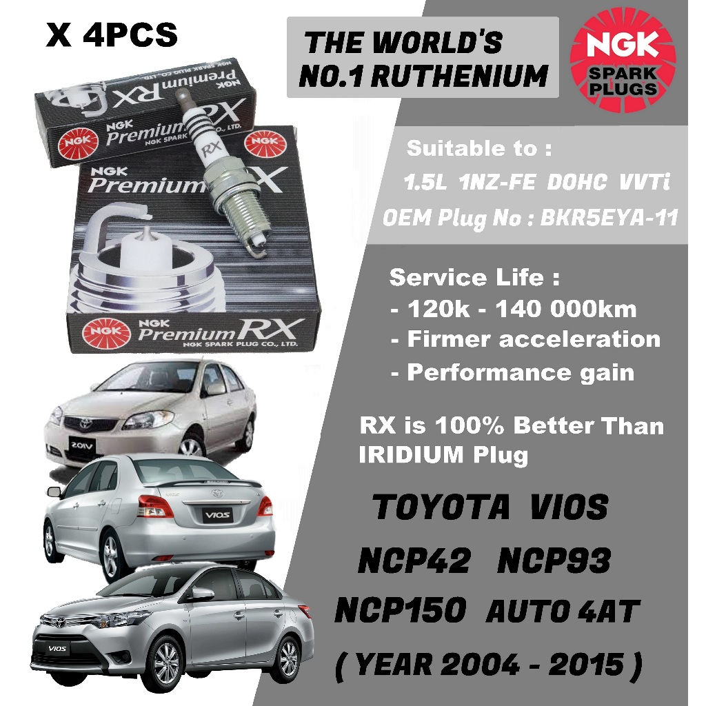 NGK Premium RX Spark Plug - Toyota Vios NCP42 NCP93 NCP150 (4AT) Yaris ...