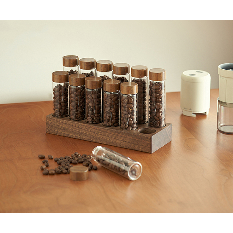 Coffee Beans Storage Container Tube Display Rack Tea Bottle Glass ...