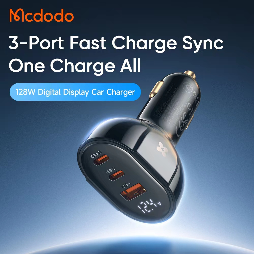 MCDODO CC-445 128W Car Charger PD3.0 + QC 30W Super Fast Quick Charging Digital Display | Shopee ...