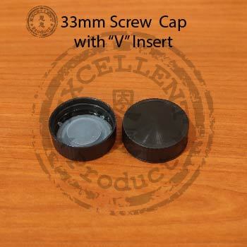 (50/100PCS) 33mm Black bottle screw cap with "V" insert / tudung botol ...