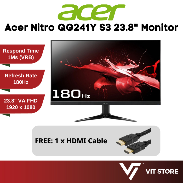 Acer Nitro QG241Y S3 (24") / QG271 S3 (27") FHD LED Widescreen Gaming ...