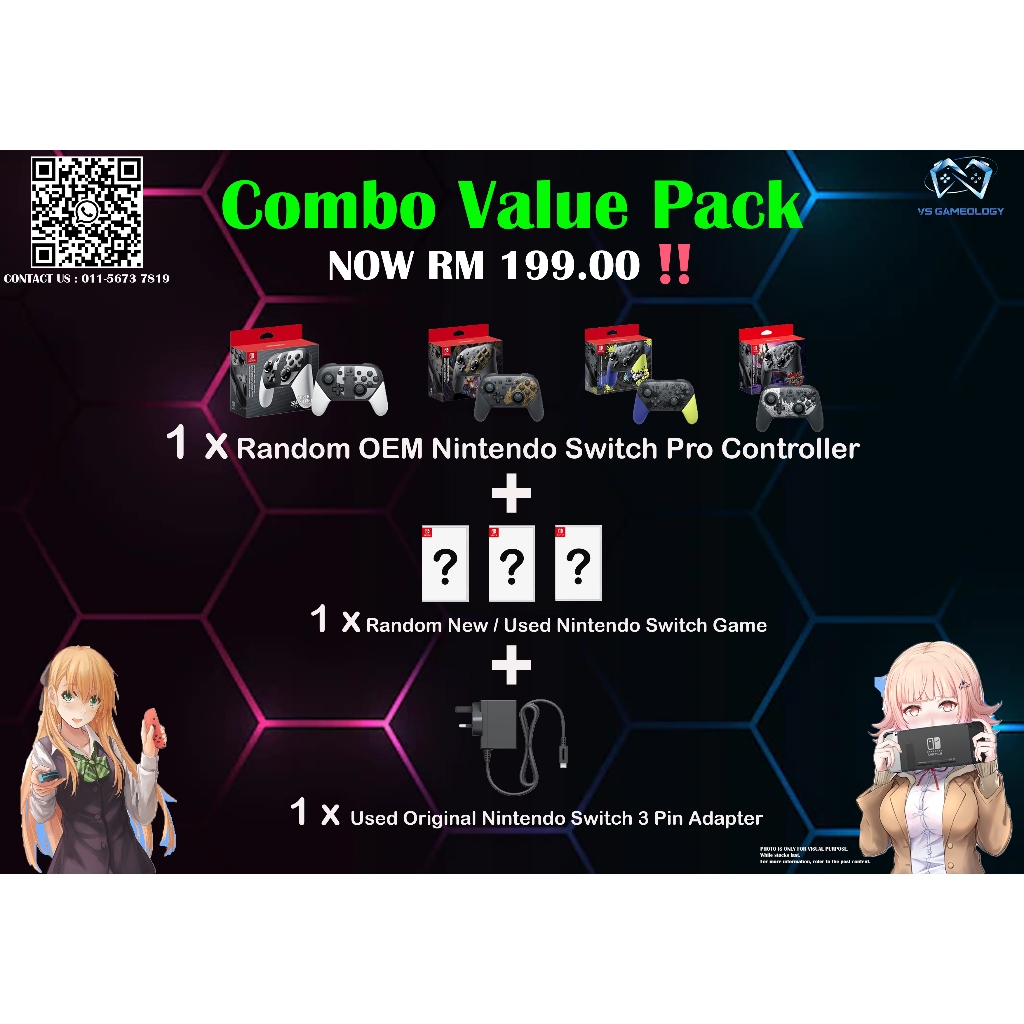 (READY STOCKS) NSW Nintendo Switch Combo Value Pack - Pro controller ...