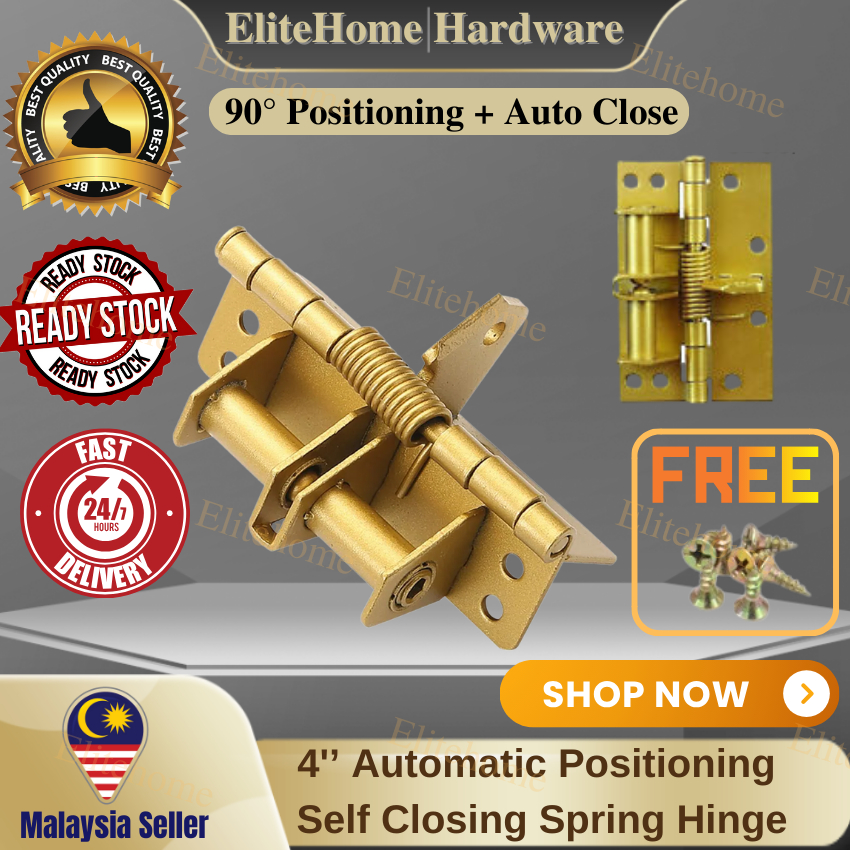 【EliteHome】(1 Pc) Gold Automatic Positioning Self Closing Spring Hinge ...