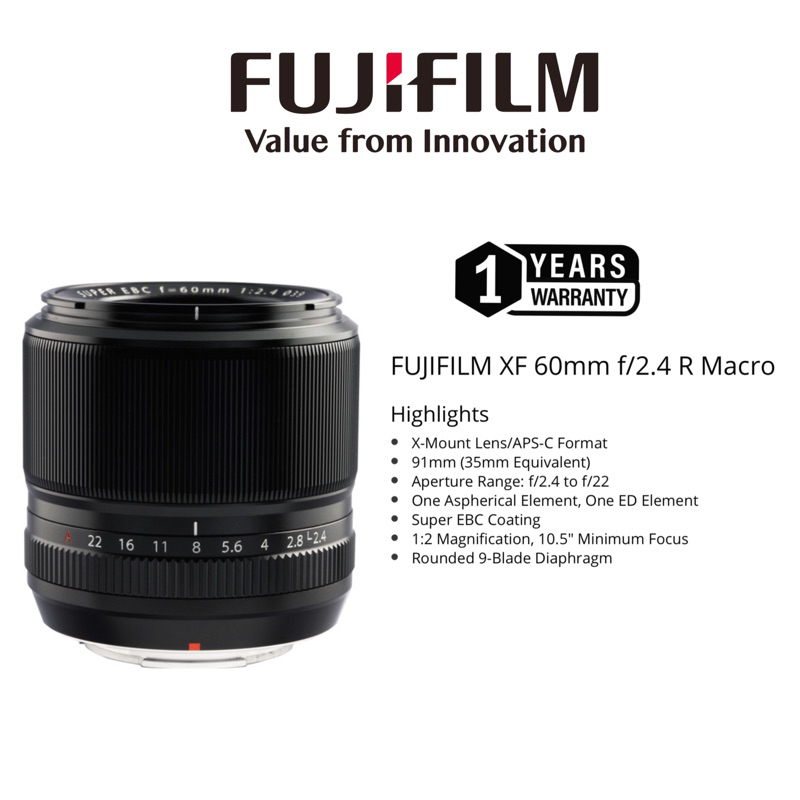 Fujifilm XF 60mm F/2.4 R macro lens (1 years warranty) FUJIFILM 60MM ...