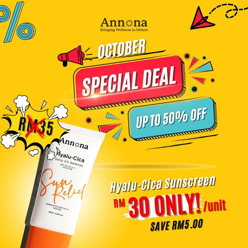 Sunscreen Annona Hyalu - Cica Daily UV Defense SPF 50 30ml New Ready ...