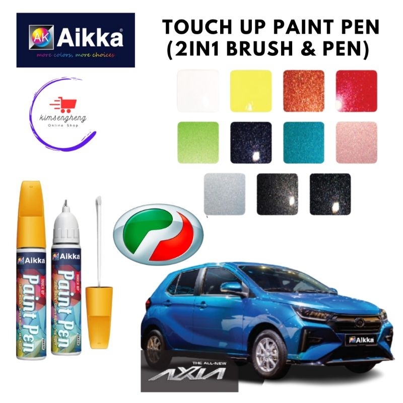 (PERODUA AXIA) Touch Up Paint Pen Original Stock Colour - 2in1 Pen and ...