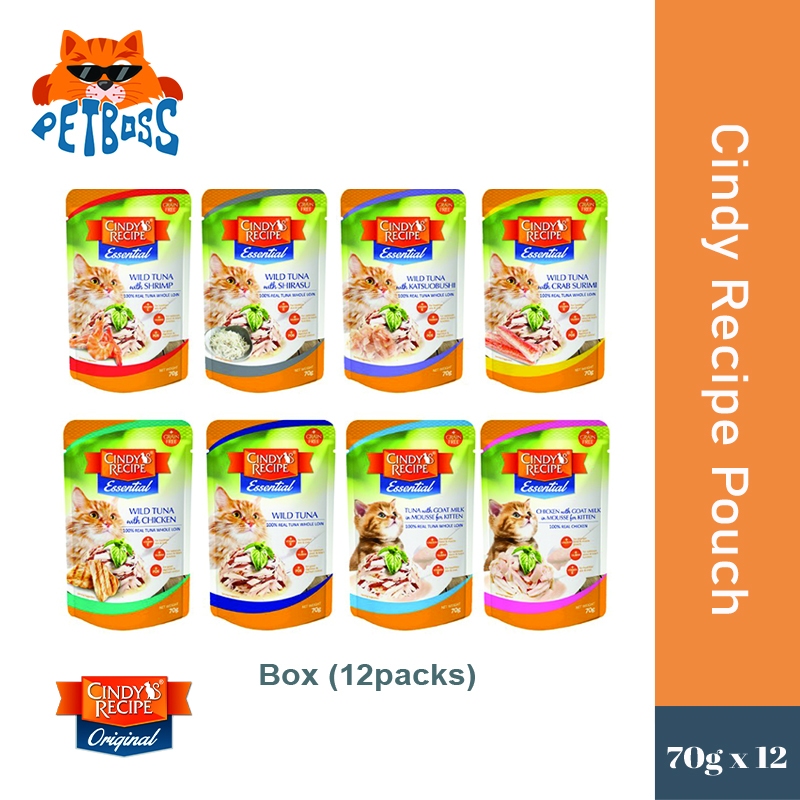 Cindy's Recipe Essential Pouch (70g x 12 Packs) Wet Cat Food Pouch ...
