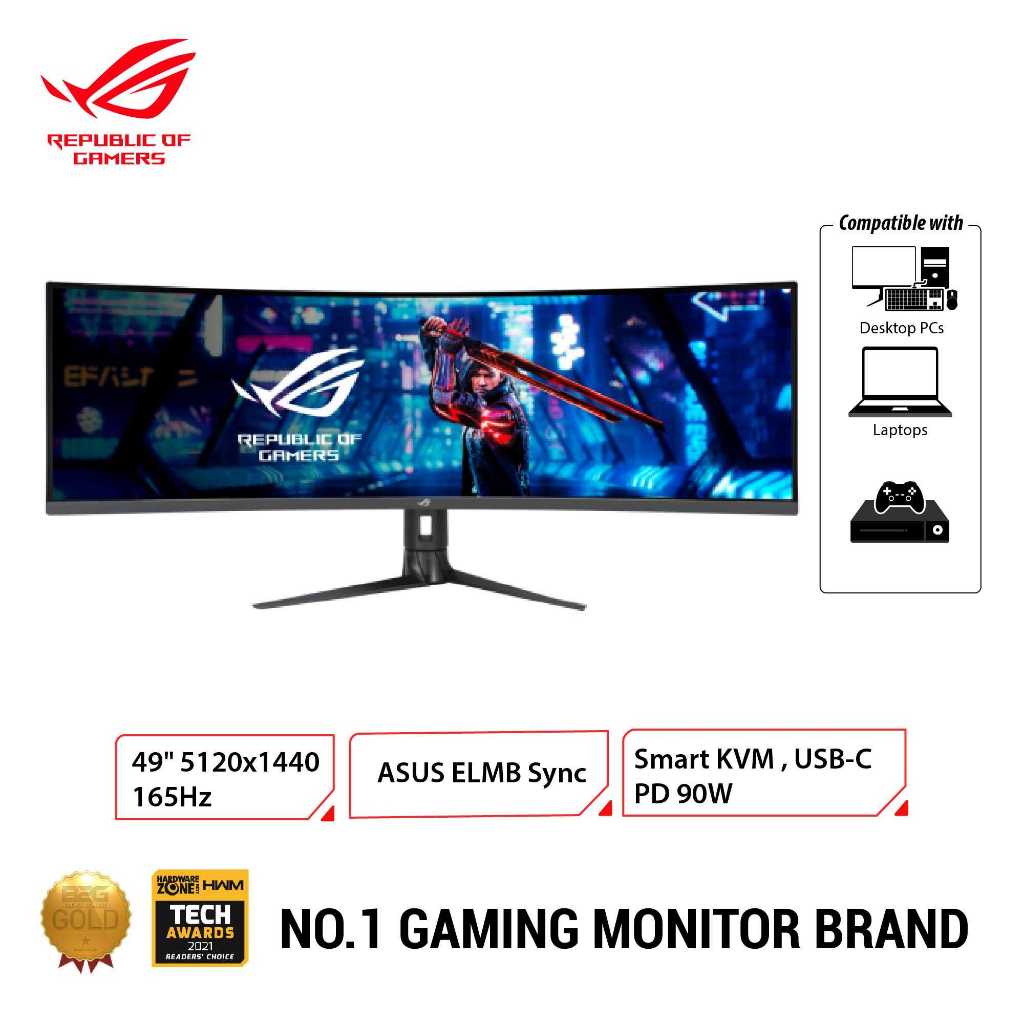 ROG Strix XG49WCR Super Ultra-wide Gaming Monitor — 49”, Double QHD 32: ...
