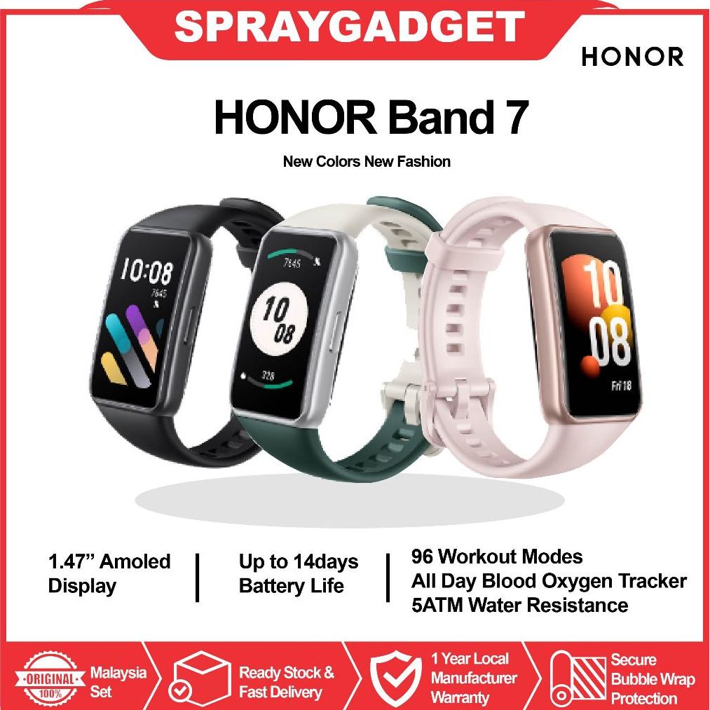 HONOR Band 7 l 1.47" Large AMOLED Display | SpO2 | 14 Days Long Battery ...