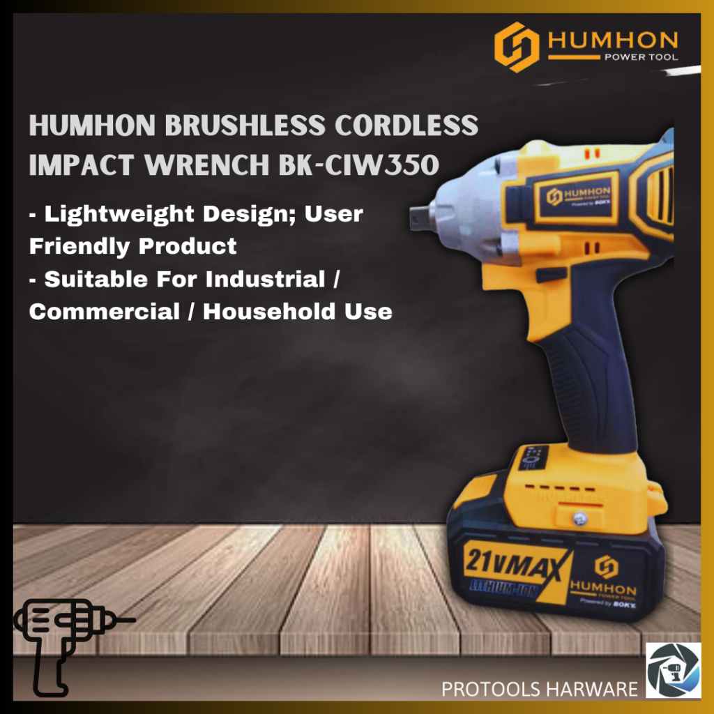 HUMHON Brushless Cordless Impact Wrench BK-CIW350 | Shopee Malaysia