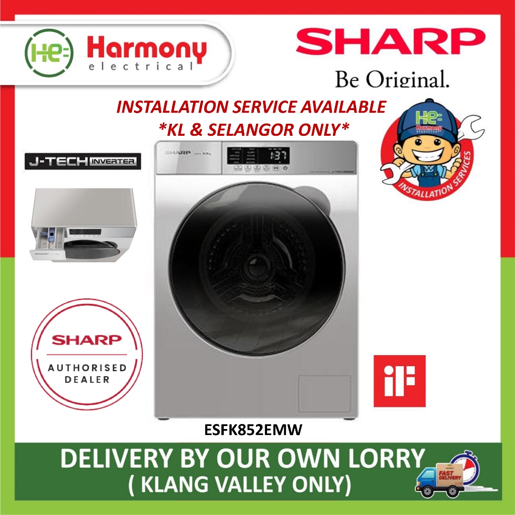 (FREE DELIVERY + INSTALL KL) SHARP 8.5KG Front Load Washing Machine ...