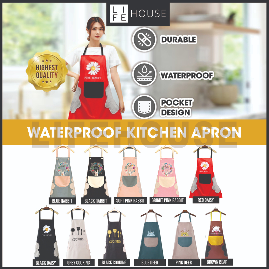 Joy Waterproof Kitchen Apron Big Pocket Apron Kitchen Cotton Apron ...