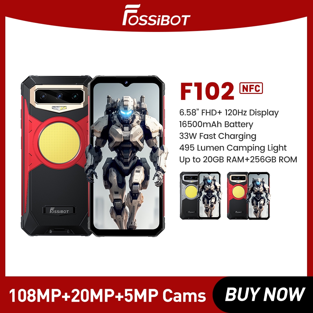 FOSSiBOT F102 16500mAH Smartphone 12GB+8GB+256GB 108M Camera Cell Phone 6.58 FHD+ 120hz Helio ...