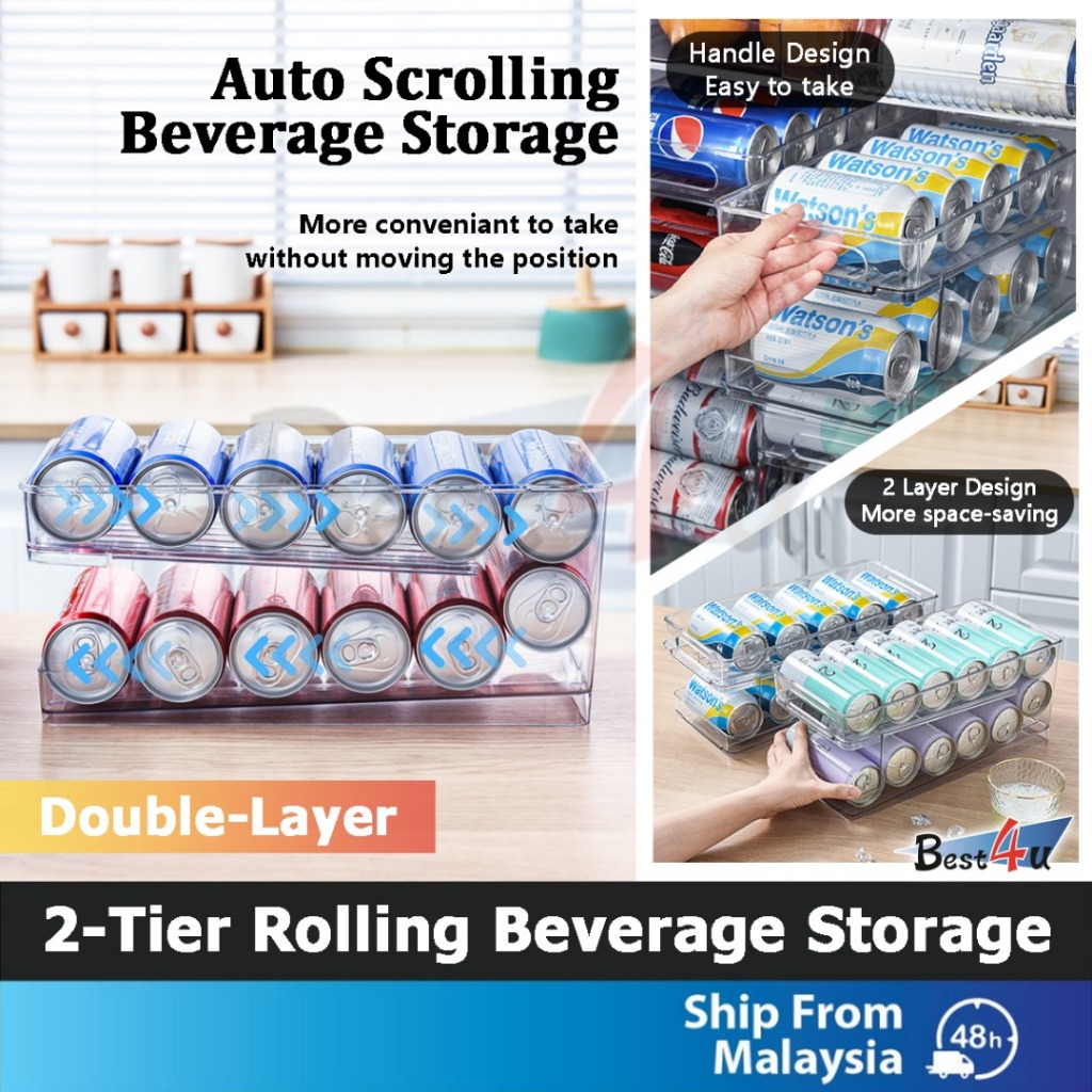 BEST4U 2 Layer Refrigerator Beverage Cans Holder Storage Rack | Auto ...