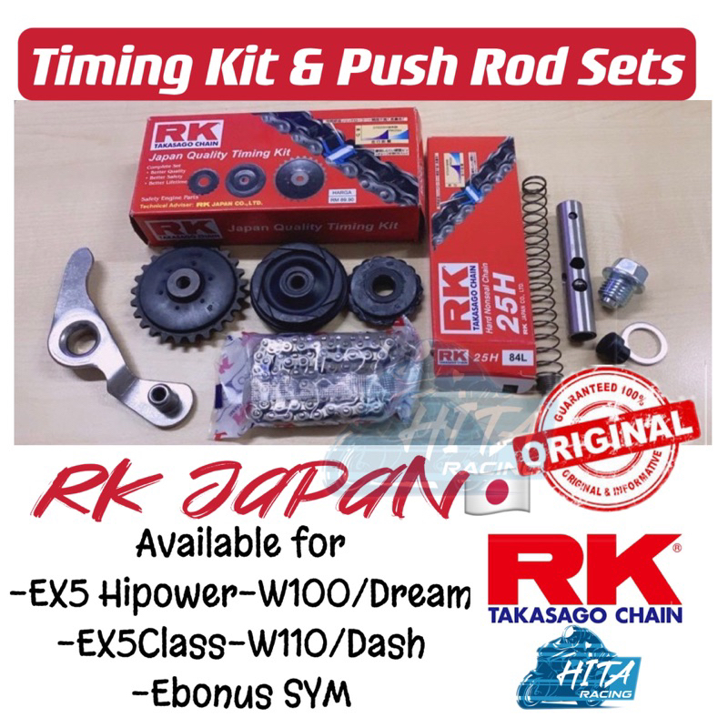 RK JAPAN TIMING ROLLER KIT RANTAI TIMING CHAIN FOR EX5/GBO/C70/DREAM ...