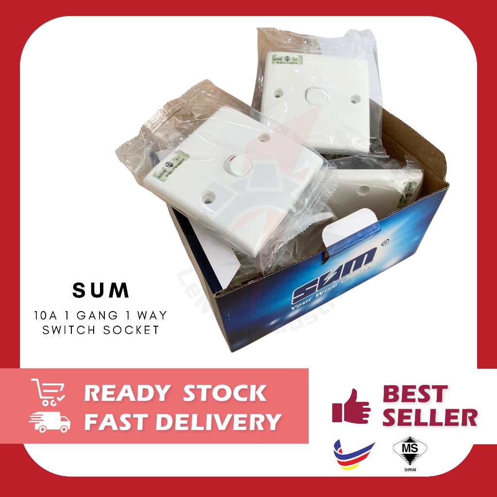(SIRIM CERTIFIED) SUM SWITCHES 10A 1GANG 1WAY | Shopee Malaysia