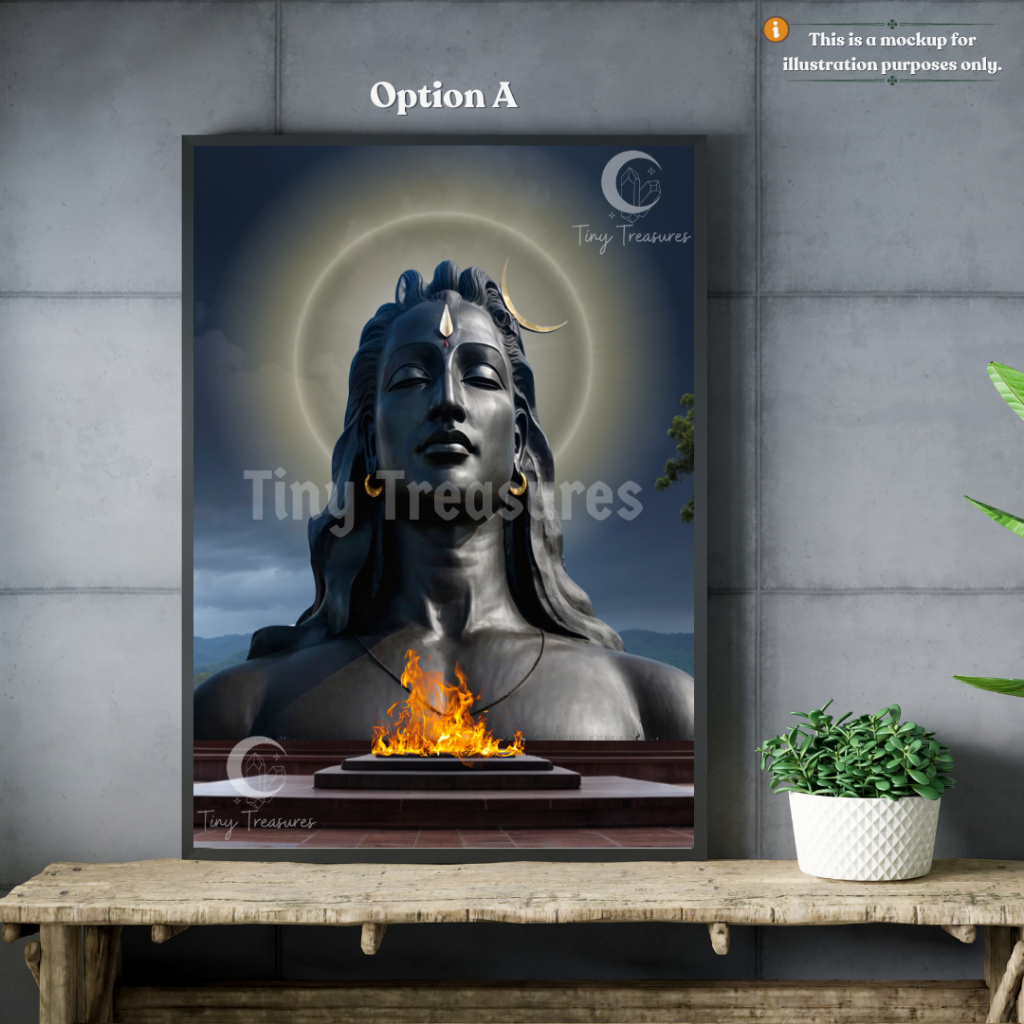 Adiyogi Shiva Isha Art Canvas Digital Painting of Adhiyogi Shiva Wall ...