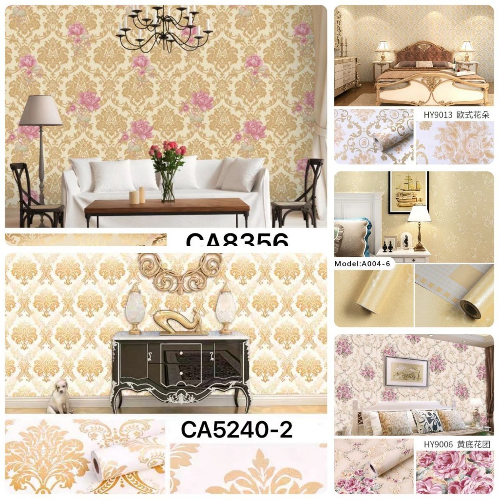 Wallpaper Dinding Corak Gold, Warna Emas, Cream, Coklat Waterproof ...