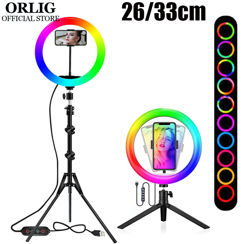 26/33cm Rgb LED Soft Ring light Selfie with Tripod Stand Multicolor ...