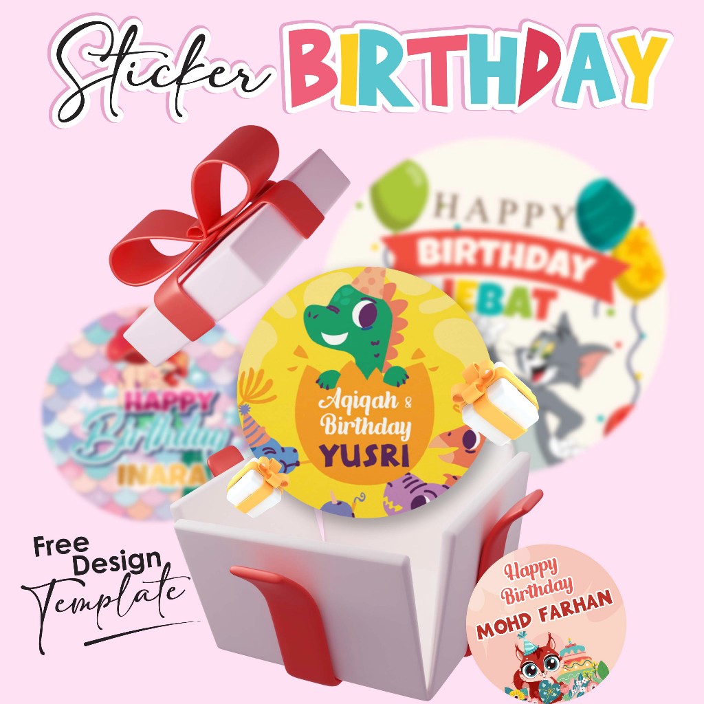 💖STICKER BIRTHDAY | AKIKAH💖STICKER DOORGIFT | STICKER GOODIES | LABEL ...