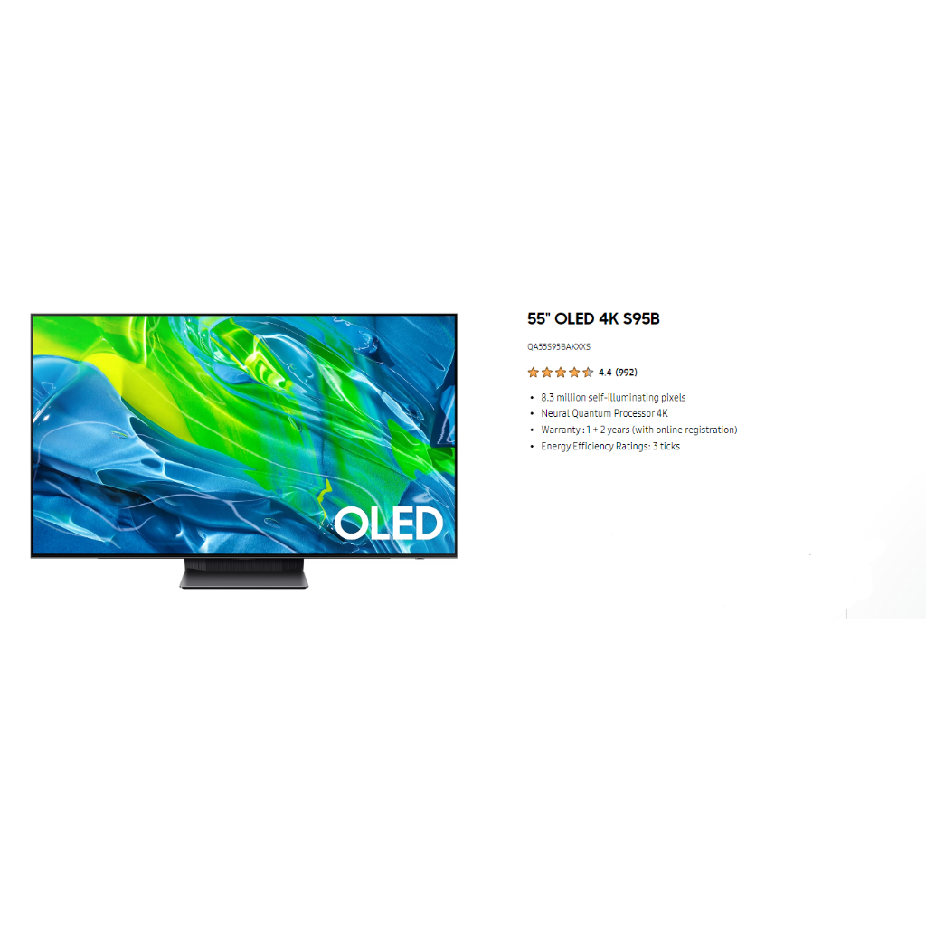 SAMSUNG 55" OLED 4K S95B QA55S95BAKXXS NEUTRAL QUANTUM PROCESSOR ...
