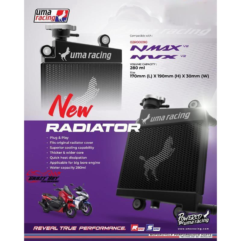 UMA RACING BIG RADIATOR NVX V2 / NMAX V2 280MLNEW ITEMPLUG AND PLAY BIG ...