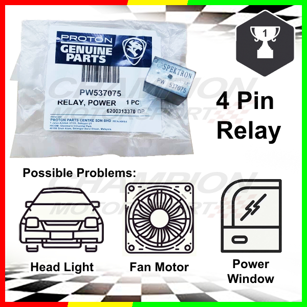 Original Proton Head Lamp Fan Power Window 4 Pin Relay Waja Satria Neo ...