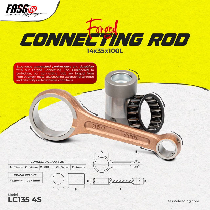 Fasstek Racing Forged OEM Yamaha LC135 V1-V8 4s LC 5s Y15ZR FZ150i rod ...