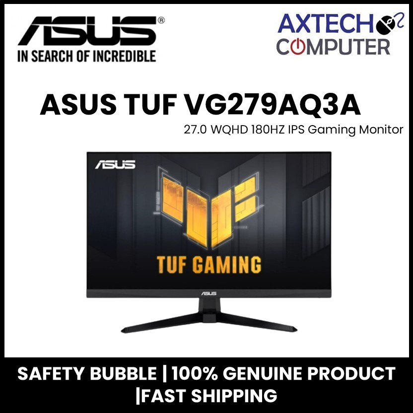 Asus TUF VG27AQ3A 27" WQHD 180Hz IPS Gaming Monitor ( DP, HDMI, 3 Yrs ...