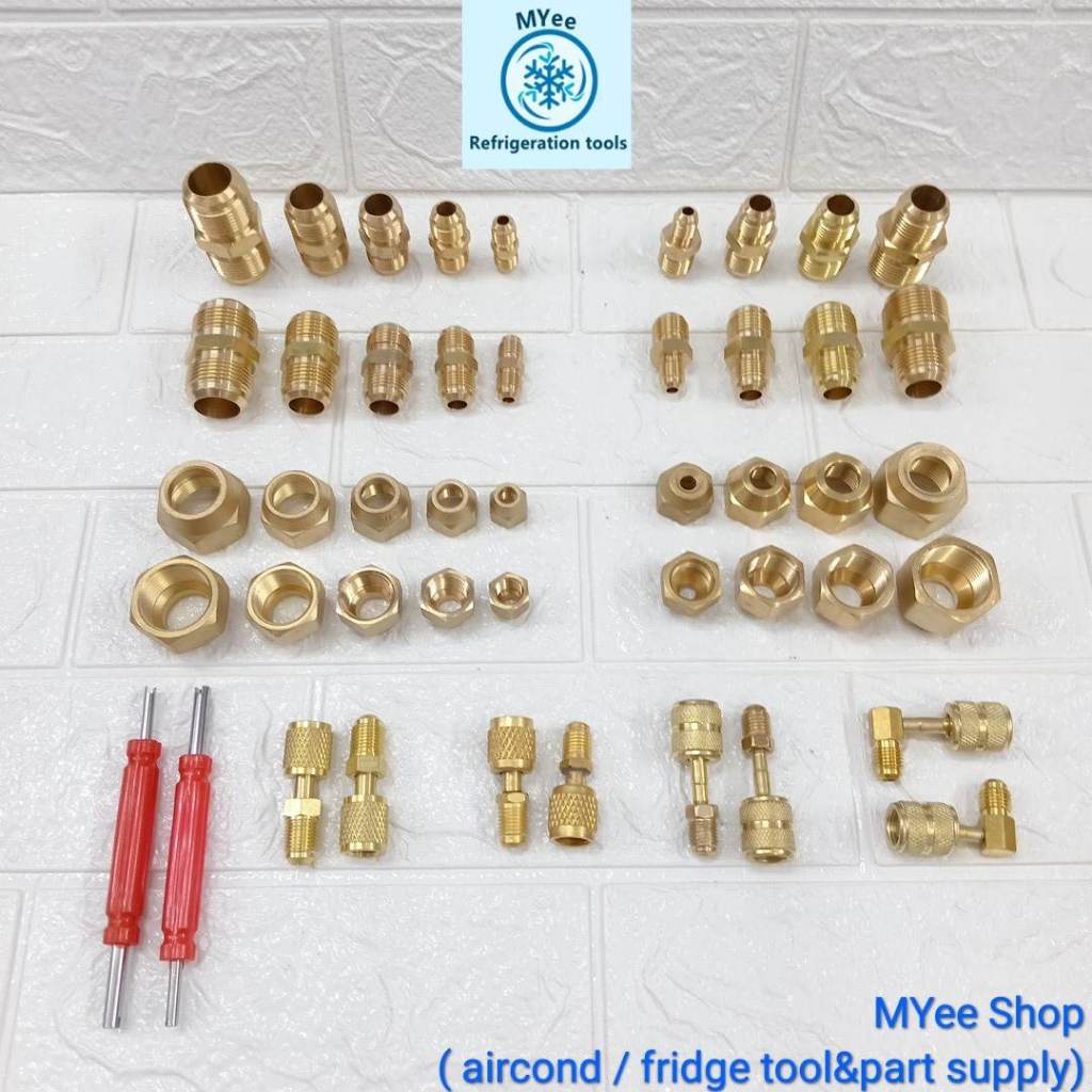 (all in 1) 2pcs copper flare nut + connector & converter joint nut ...