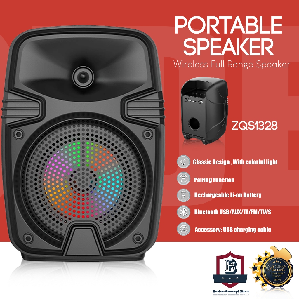 Sing-E ZQS1328 Super Bass Speakers Bluetooth Super Bass 8W Bluetooth Portable RGB Light Mini ...