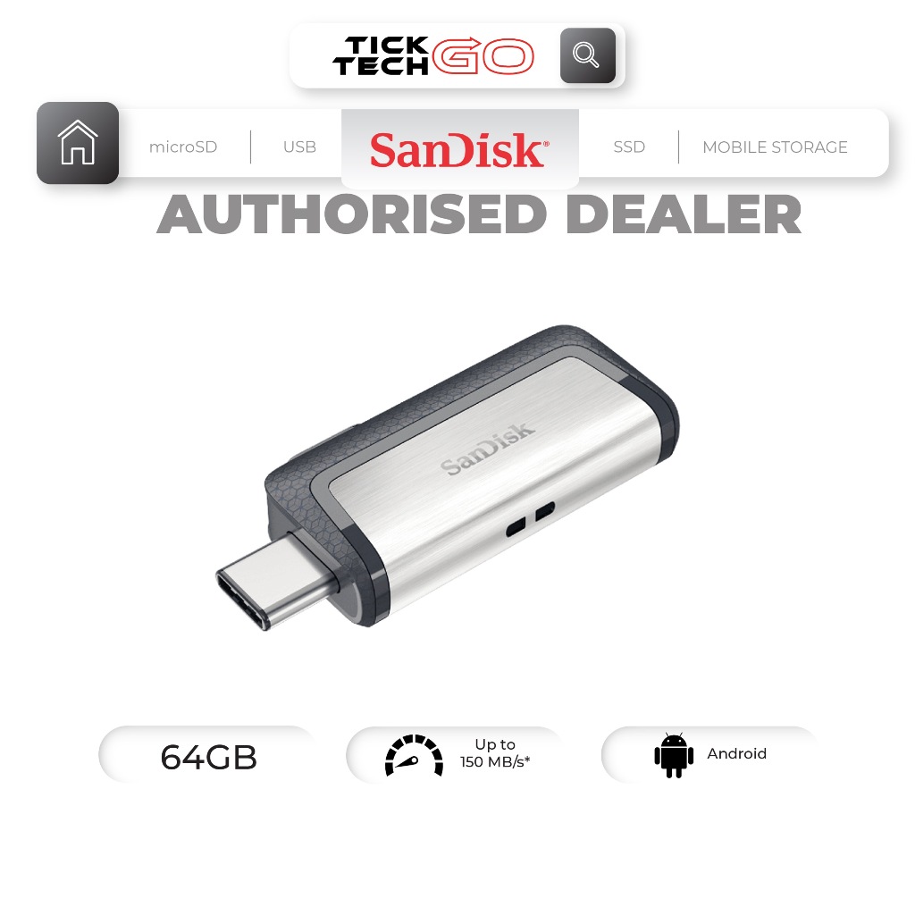 SanDisk Ultra Dual Drive USB Type-C & USB 3.1 Type A Connector Flash ...