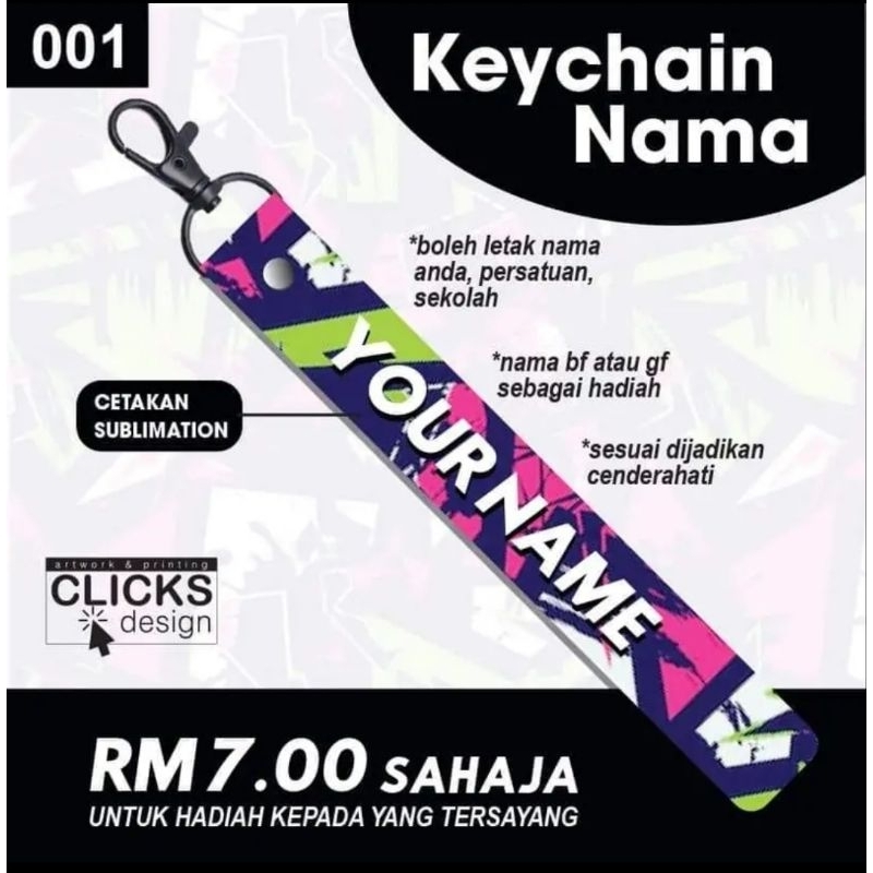 AZFAGROUP Keychain Custom Nama Customised Name Gift Polyester ...