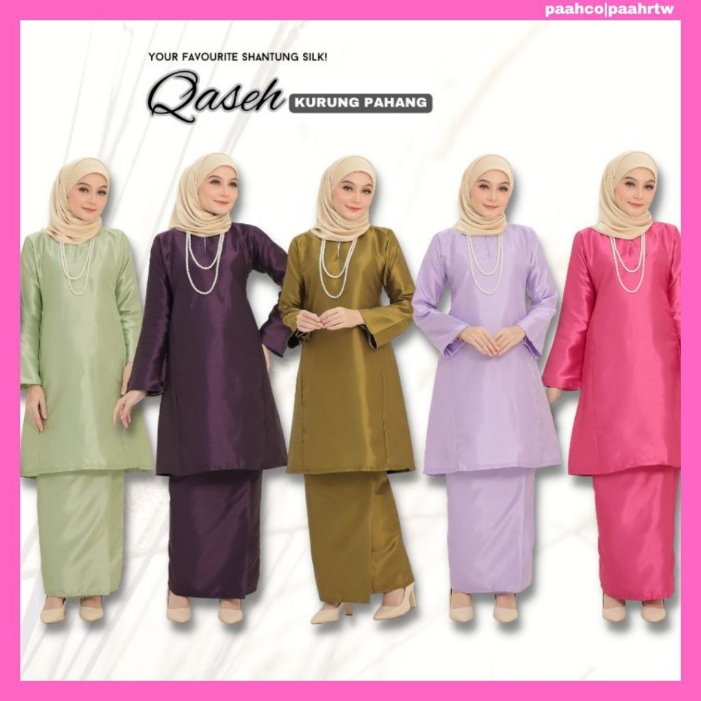 [ paahrtw ] Baju Kurung Pahang Berpesak Shantung Silk Qaseh | Shopee ...