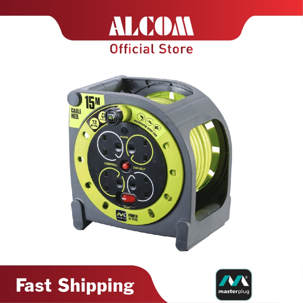 MASTERPLUG Pro-XT HMU15134SL-PX Case Reel Extension with 4 Sockets ...