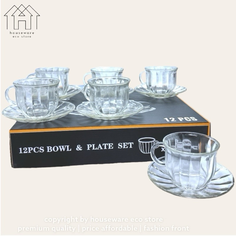 12pcs Ceramic Mug With Saucer / Cawan Seramik Cawan Set ins Kopi Latte ...