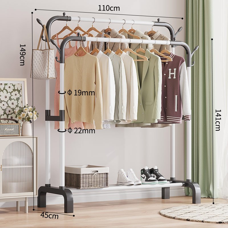 Single Double Rod Cloth Rack Strong Steel Clothing Hanger Rack Ampaian ...
