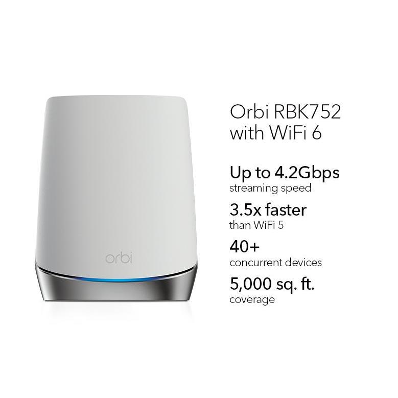 NETGEAR AX4200 RBK752 | Orbi Whole Home Tri-Band Mesh WiFi 6 System ...