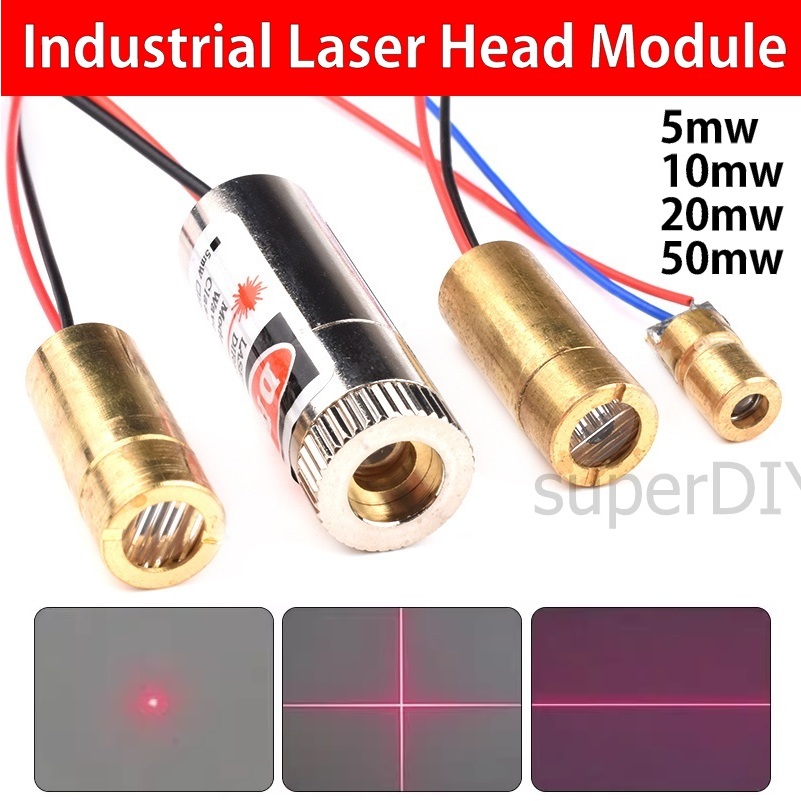 3-5V 650nm 5mW Red Point Line Cross Laser Module Head Glass Lens Focusable Focus Adjustable ...