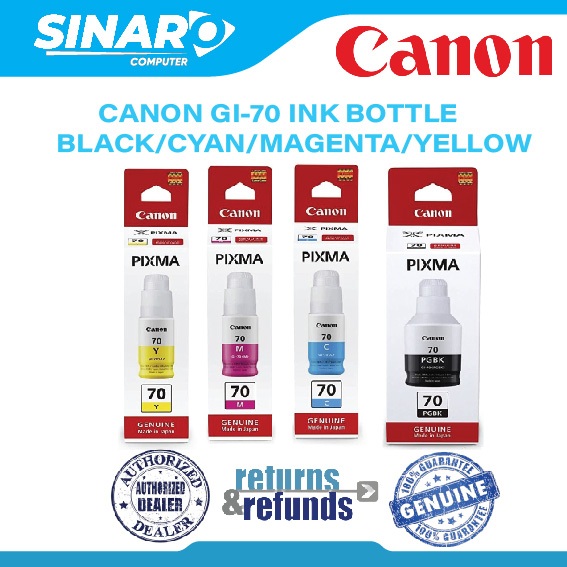 CANON GI-70 GI70 GI 70 BLACK / CYAN / MAGENTA / YELLOW INK BOTTLE [100% ORIGINAL] | Shopee Malaysia