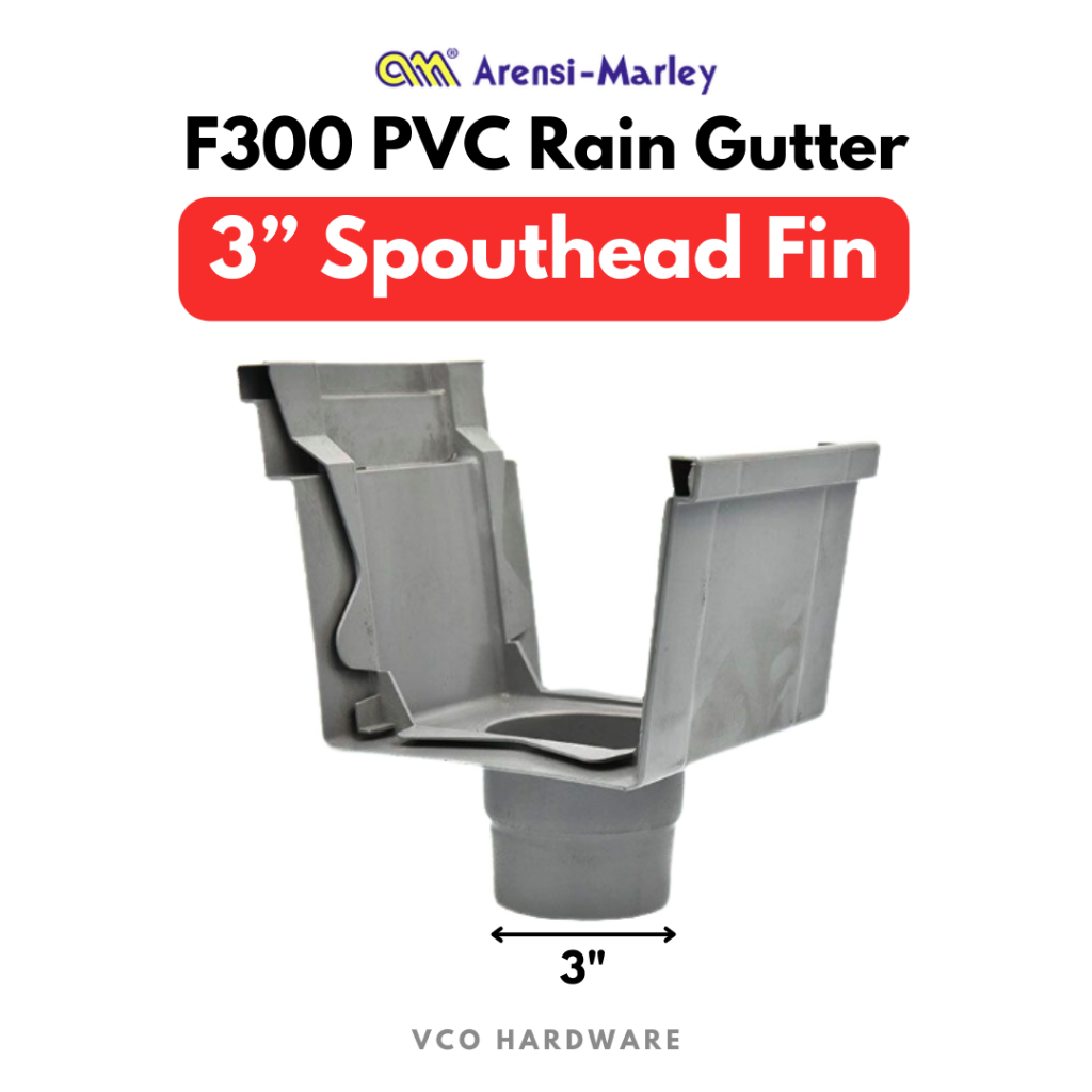 Arensi-Marley F300 PVC Rain Gutter 3" Spouthead Fin/Turun Air Salur Air ...