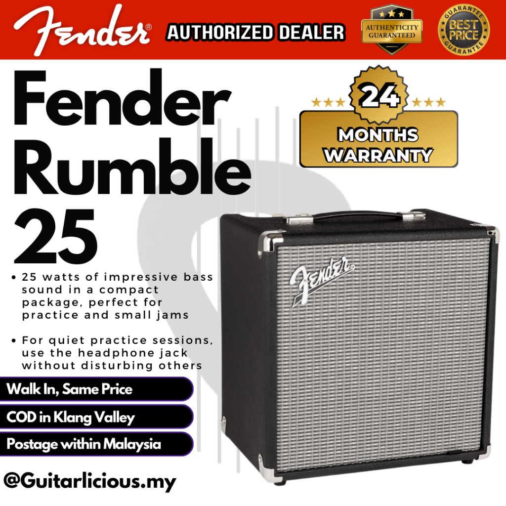 FENDER Rumble 25 V3 Bass Combo Amplifier, 230V UK, amplifier speaker ...