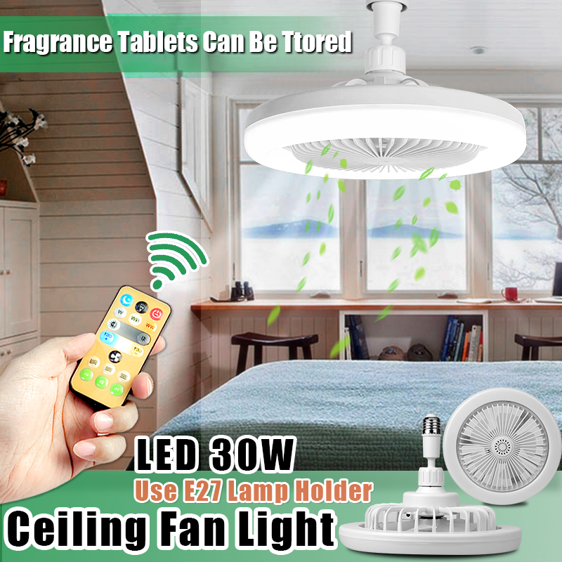 CANMEIJIA Fan Ceiling Light Remote Control E27 30W LED Fan Light Living ...