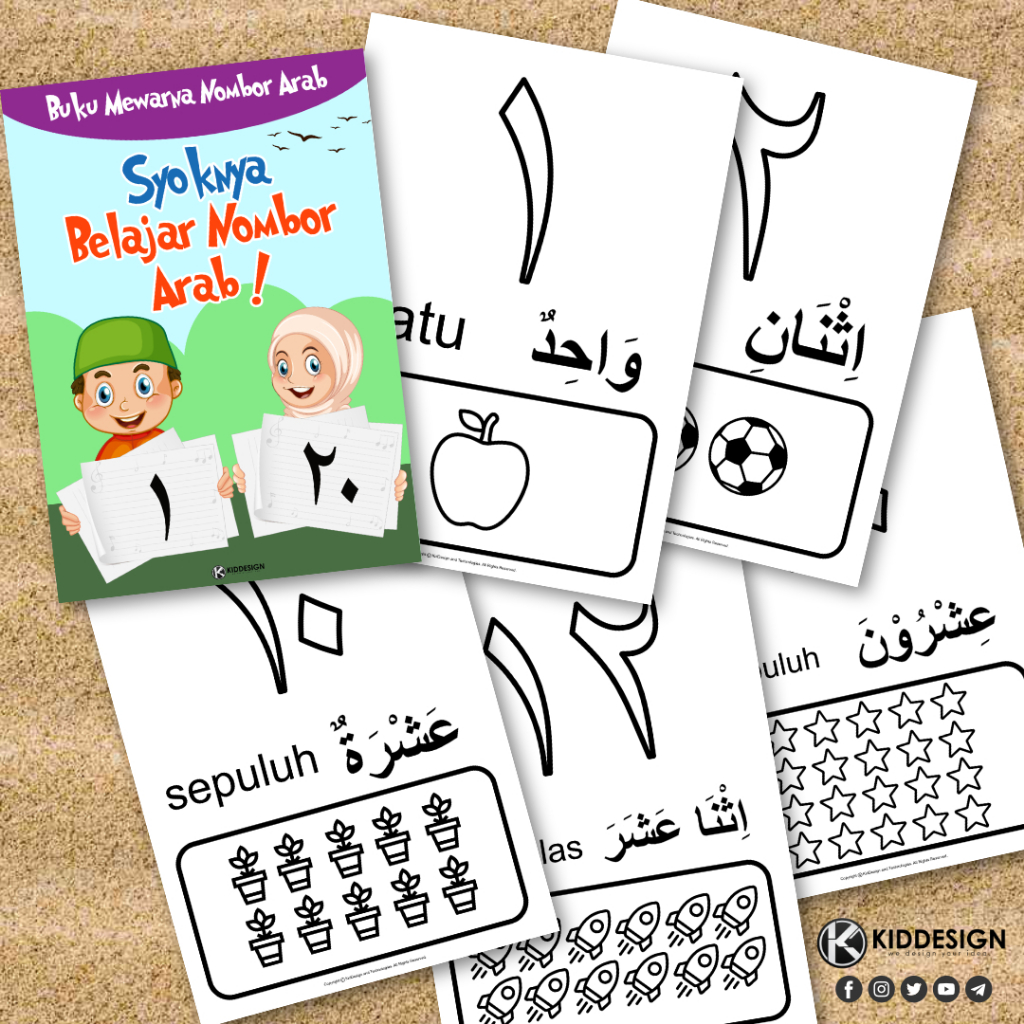 [PRINTABLE] Buku Mewarna Nombor Arab, Arabic Number Colouring Book ...