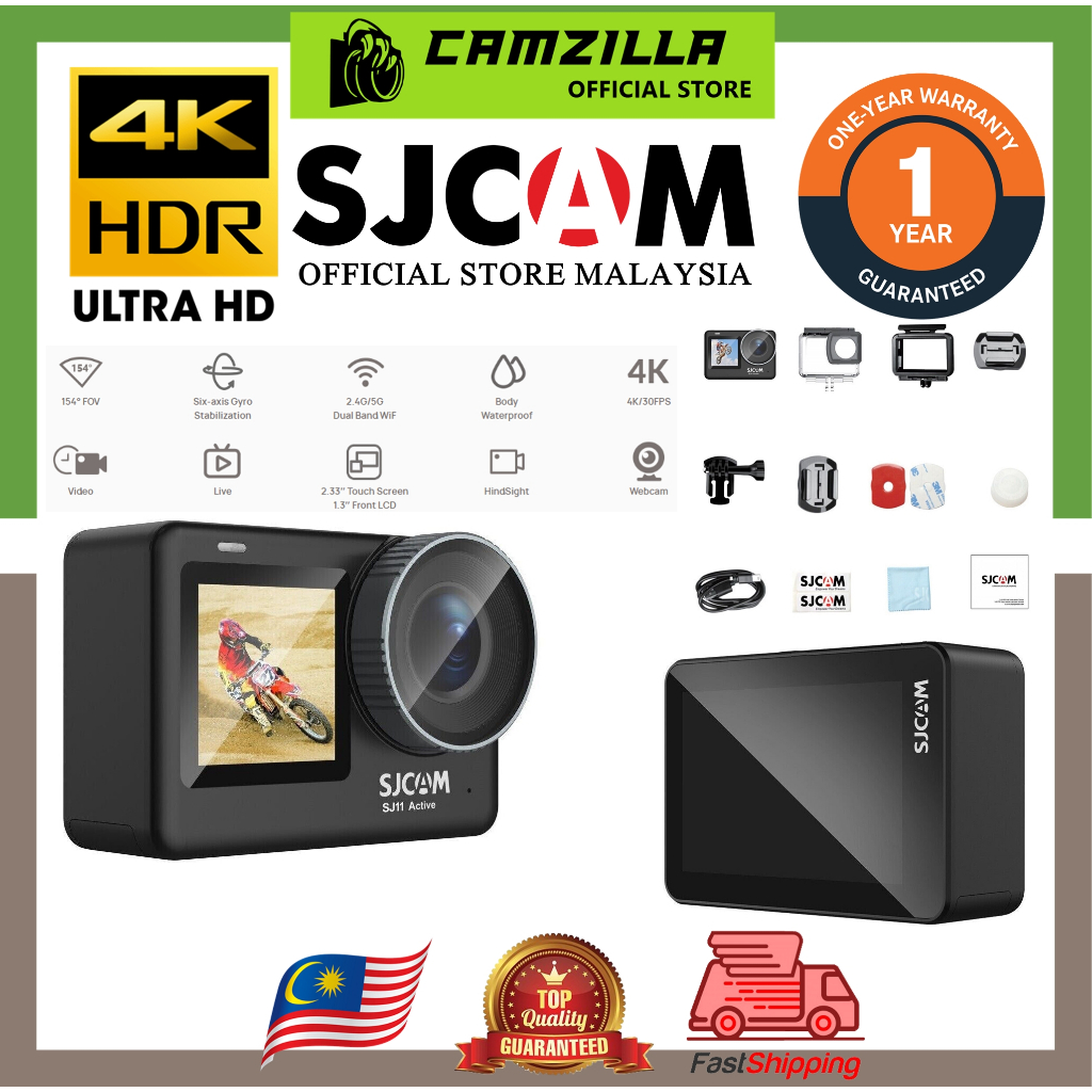 (SJCAM MALAYSIA)2023 NEW MODEL SJCAM SJ11 ACTIVE DUAL SCREEN 4K 30FPS ...