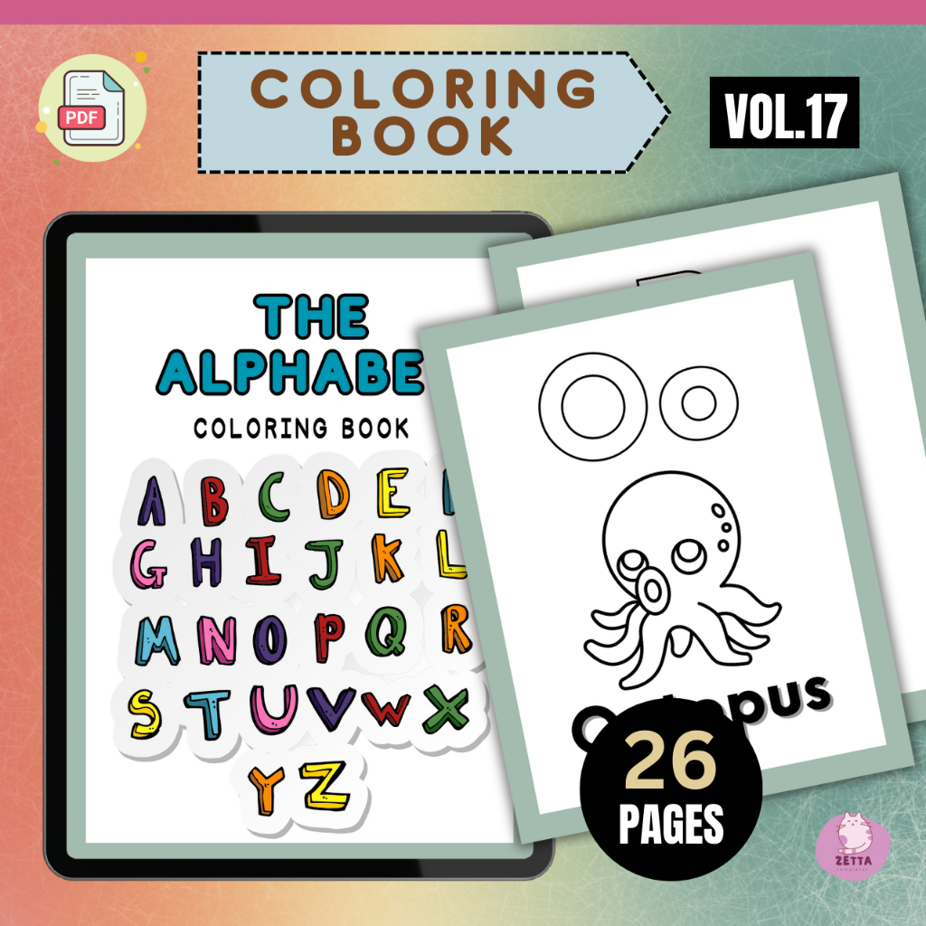 Alphabet Coloring Book Printable Coloring Book for Kids Stress Relaxing ...