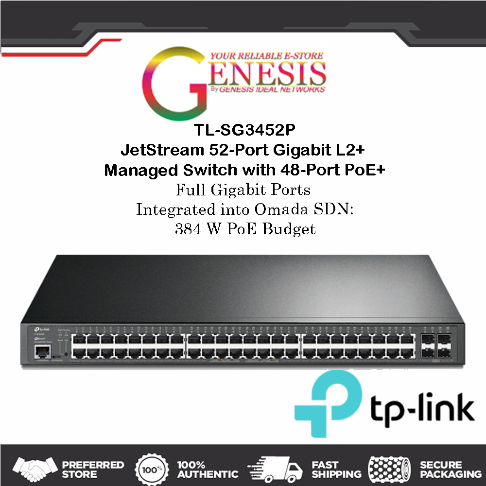 TP-LINK TL-SG3452P JetStream 52-Port Gigabit L2+ Managed Switch with 48 ...