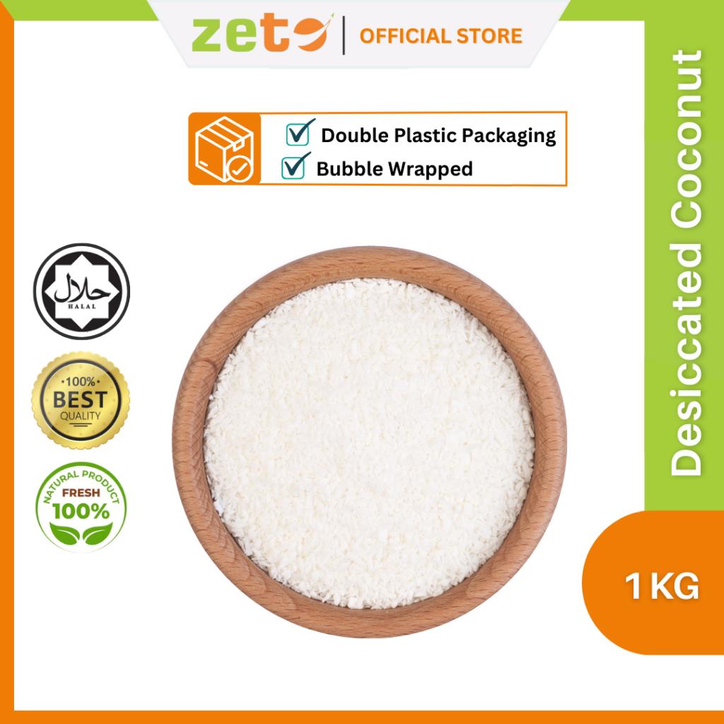 Dessicated Coconut Pure Kelapa Parut Kering Tulen 100g 200g 300g 400g 500g 600g 700g 800g 900g ...
