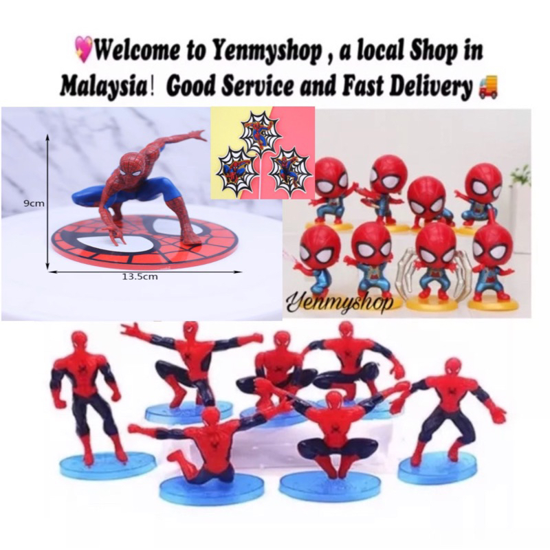 7pcs /SET Kek Hiasan Ready Stock Spiderman Theme Doll Birthday Cake ...
